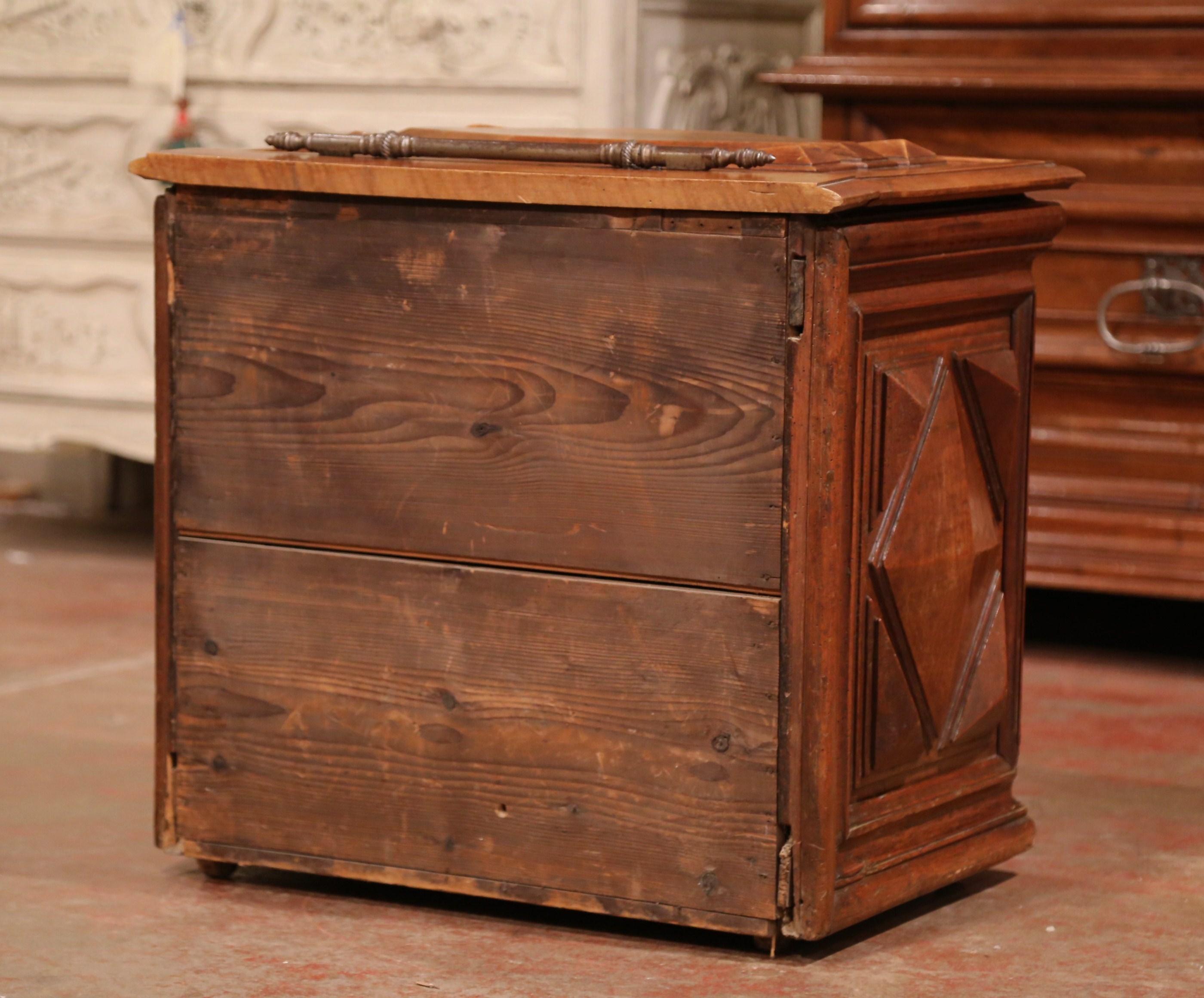 18th Century French Louis XIII Carved Walnut Diamond Shape Trunk on ...