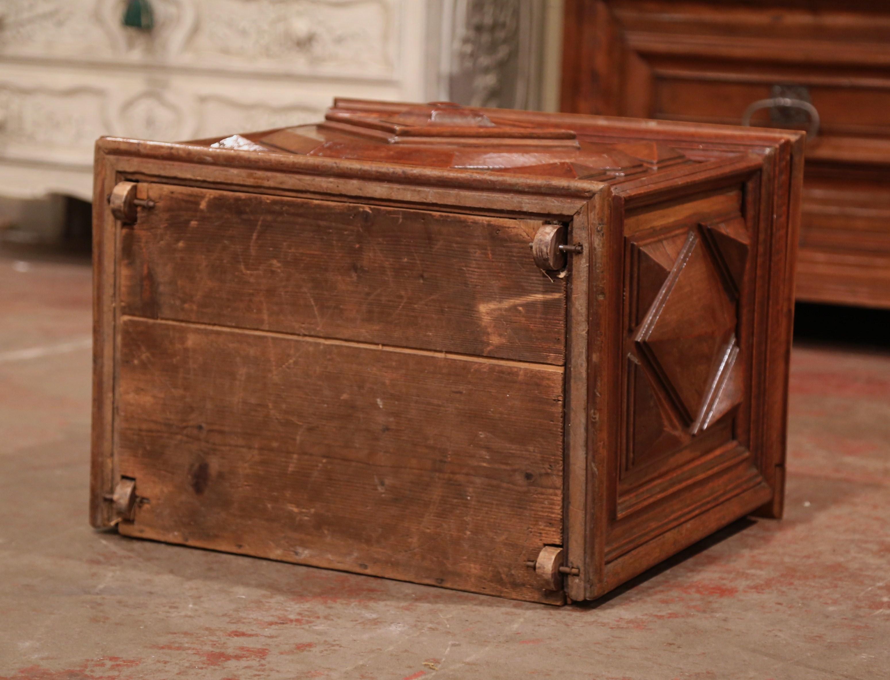 18th Century French Louis XIII Carved Walnut Diamond Shape Trunk on ...