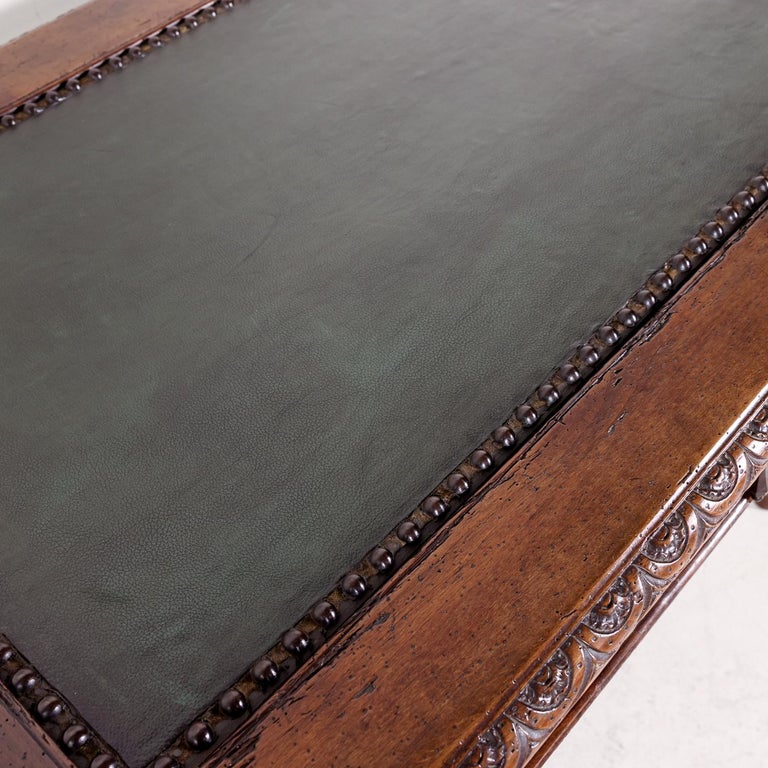 18th Century French Louis XIII Style Barley Twist Desk with Green ...