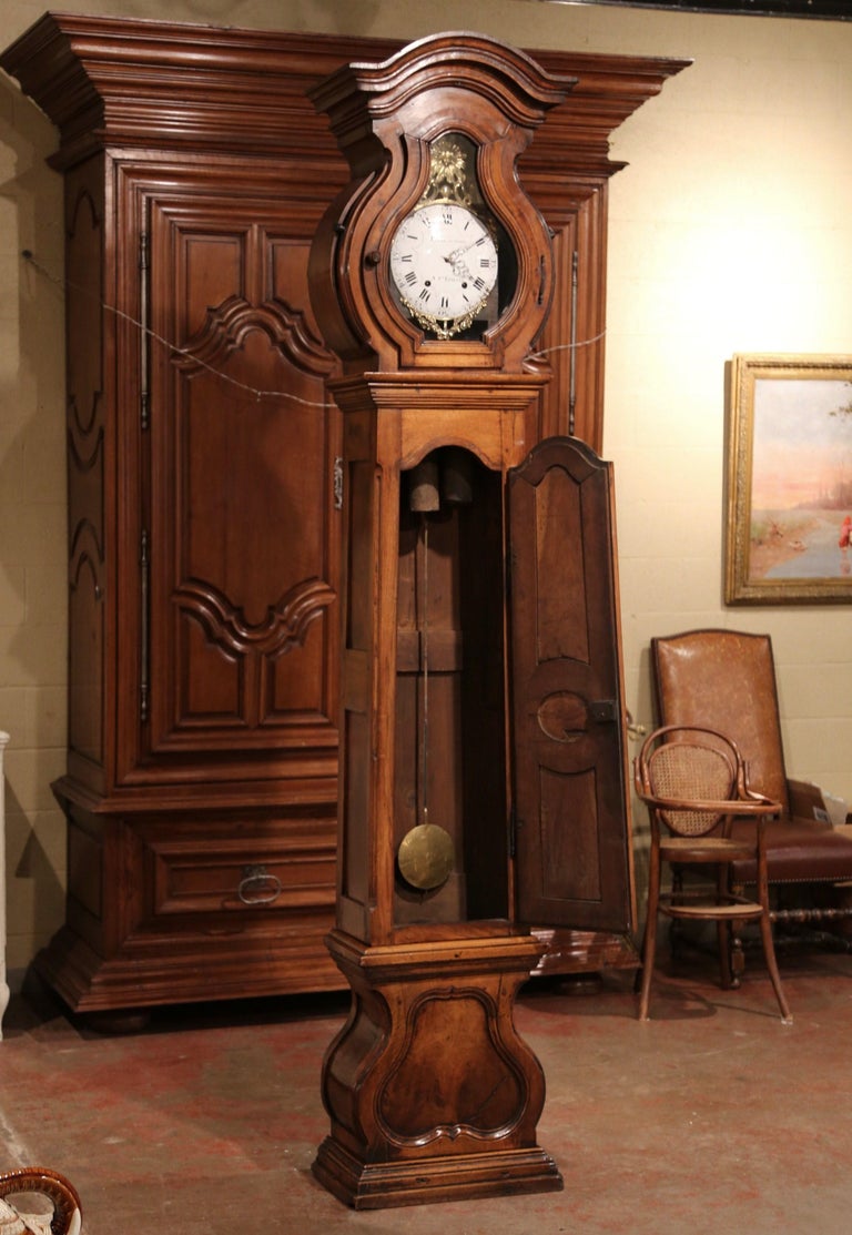 18th Century French Louis XIV Carved Walnut Tall Case Clock from Lyon ...