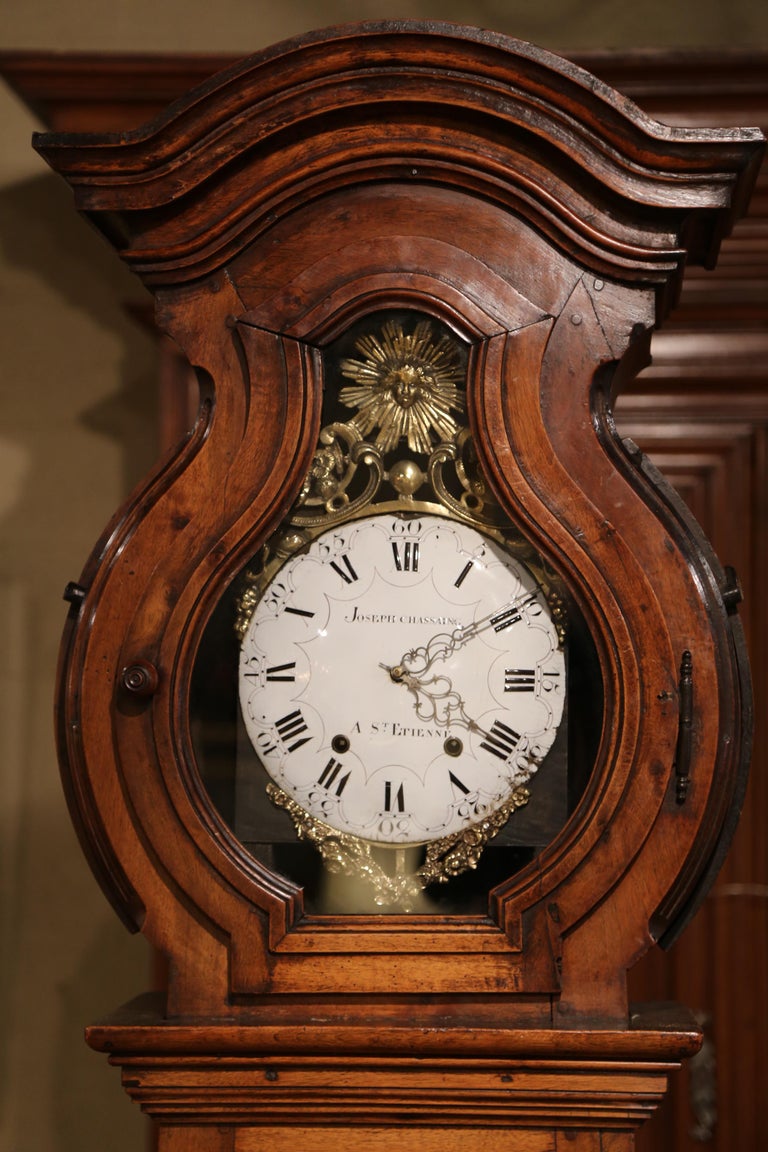 18th Century French Louis XIV Carved Walnut Tall Case Clock from Lyon ...