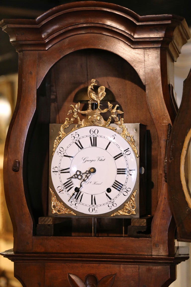 18th Century French Louis XIV Carved Walnut Tall Case Clock with ...