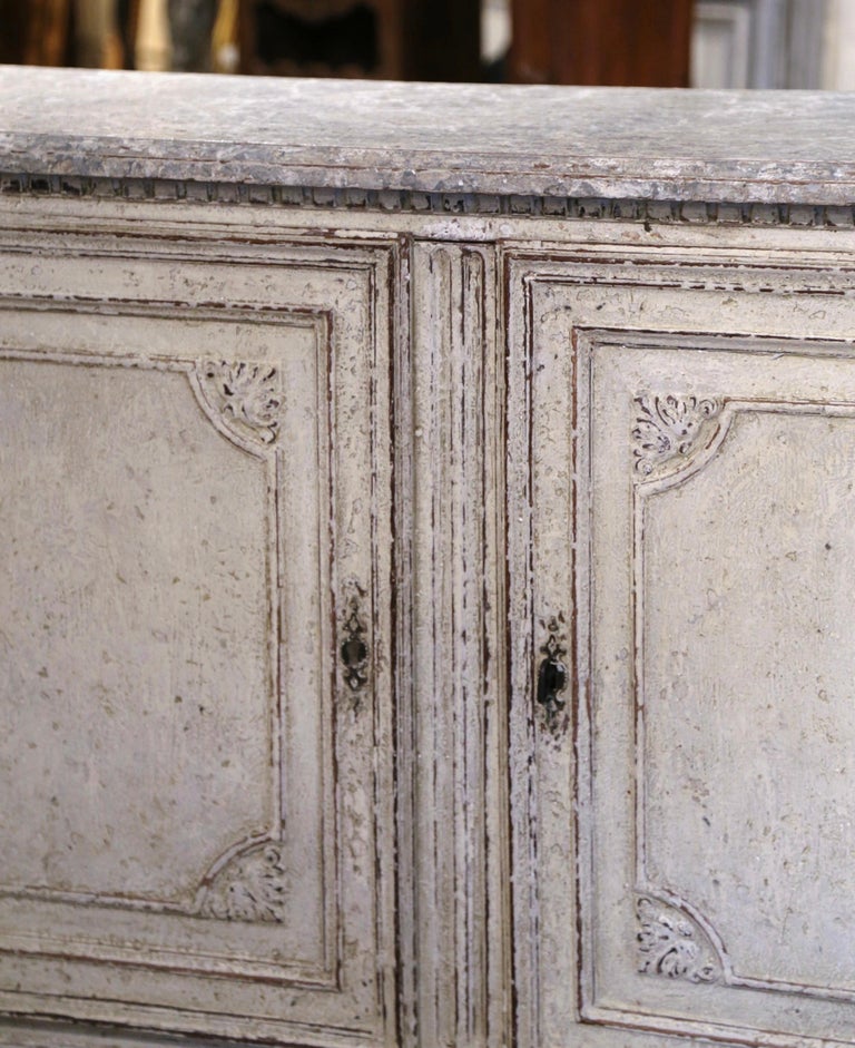 18th Century French Louis XIV Painted Three-Door Buffet with Faux ...