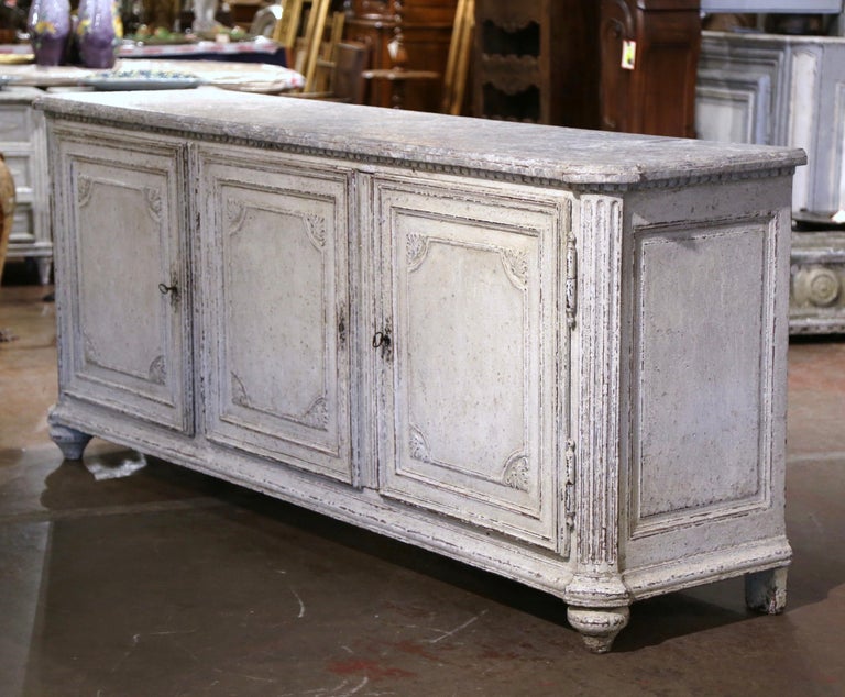 18th Century French Louis XIV Painted Three-Door Buffet with Faux ...
