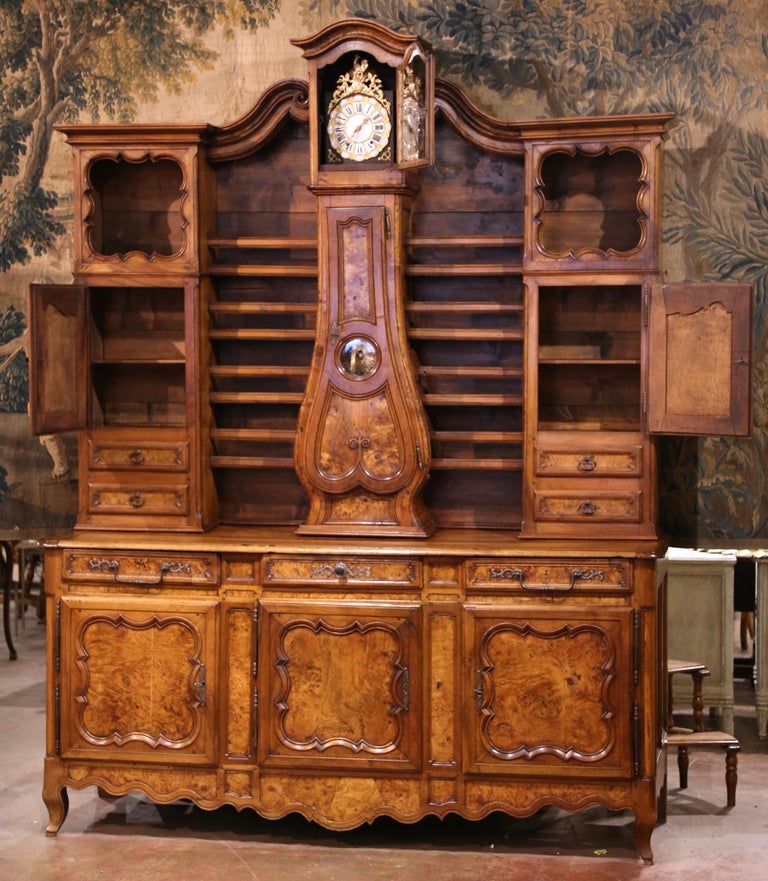 18th Century French Louis XV Carved Burl Walnut Clock Vaisselier from ...