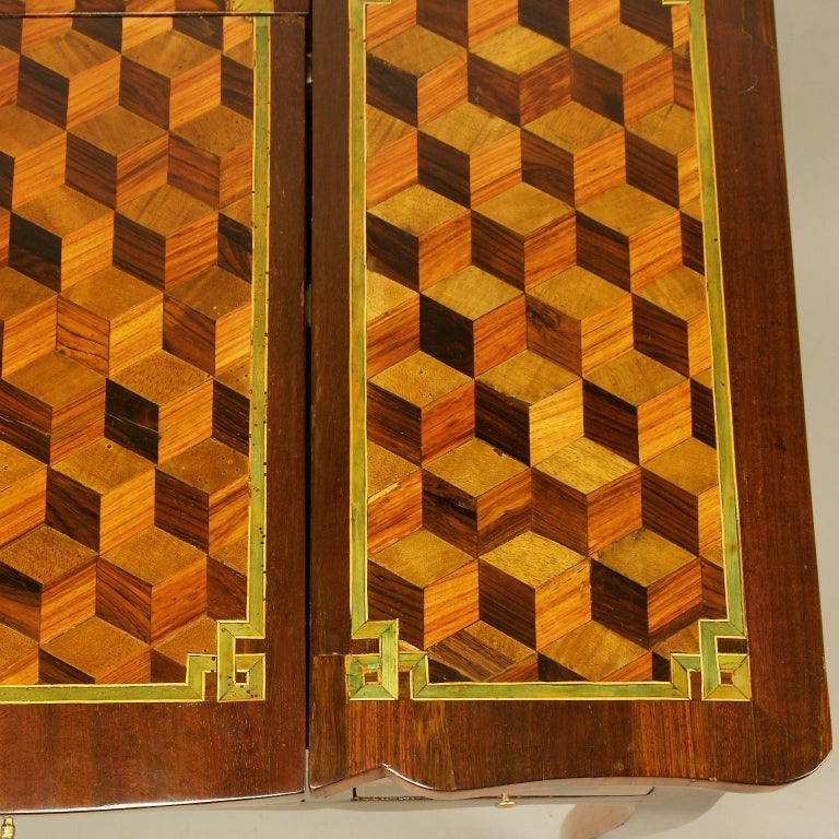 18th Century French Louis XV Cube Pattern Marquetry Dressing Table or ...