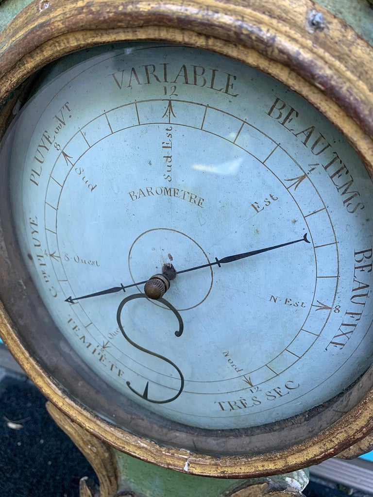 18th Century French Louis XVI Style Gilt and Green Painted Barometer at ...