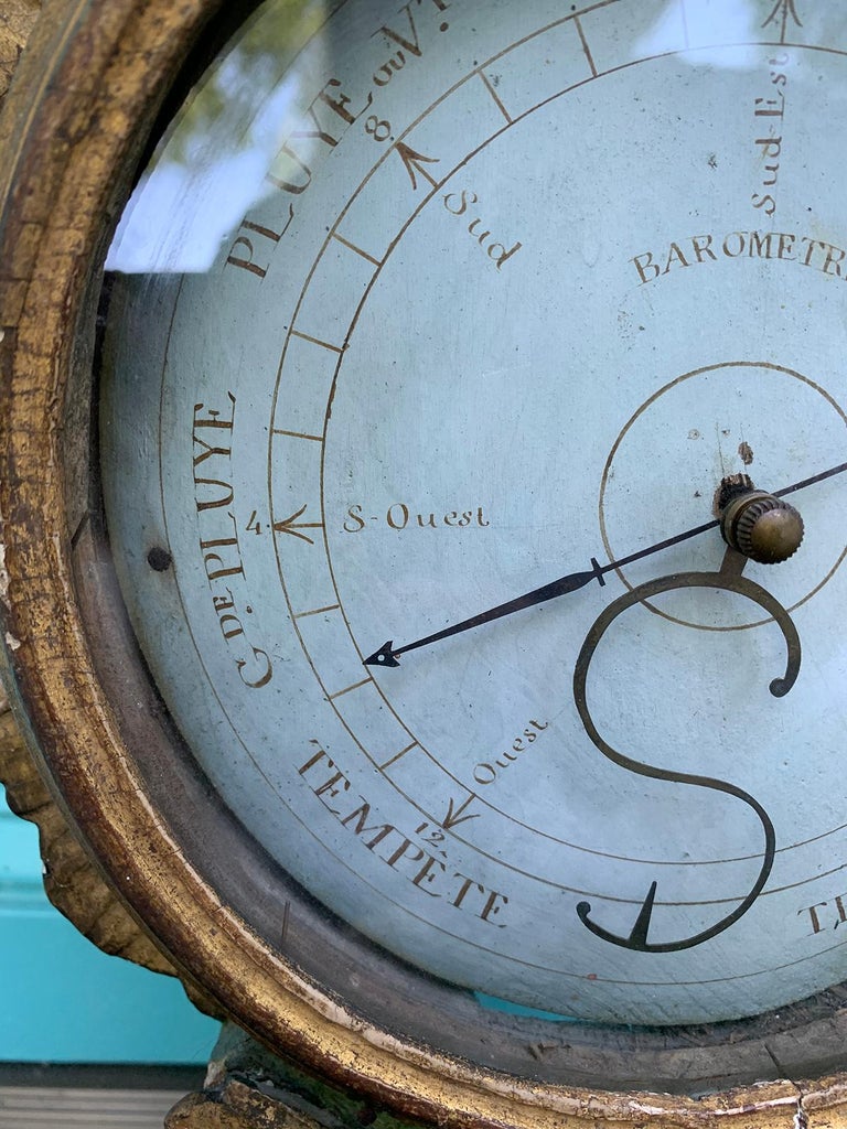 18th Century French Louis XVI Style Gilt and Green Painted Barometer at ...