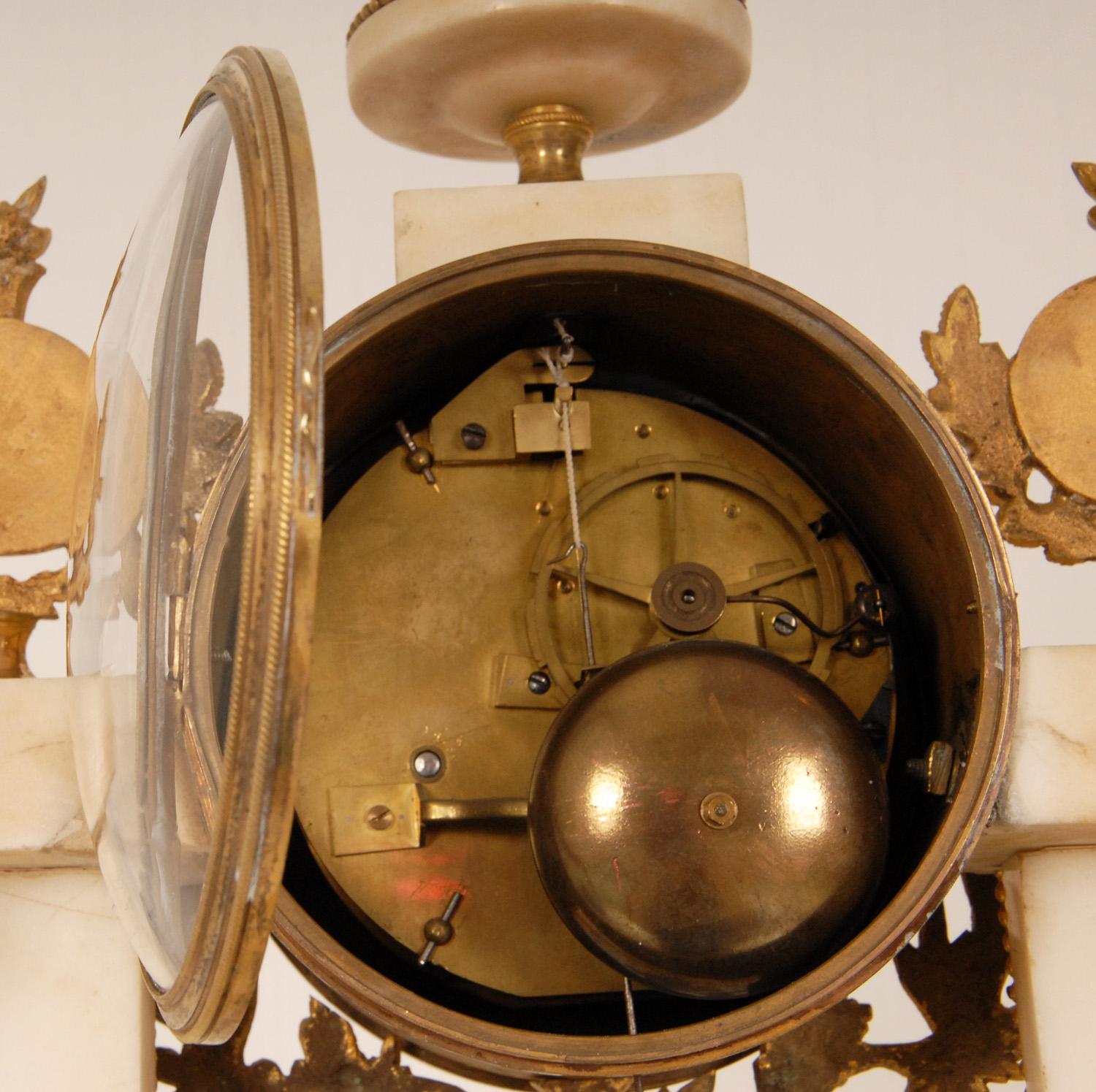 18th Century French Mantel Clock Pendulum White Marble Ormolu Gold ...