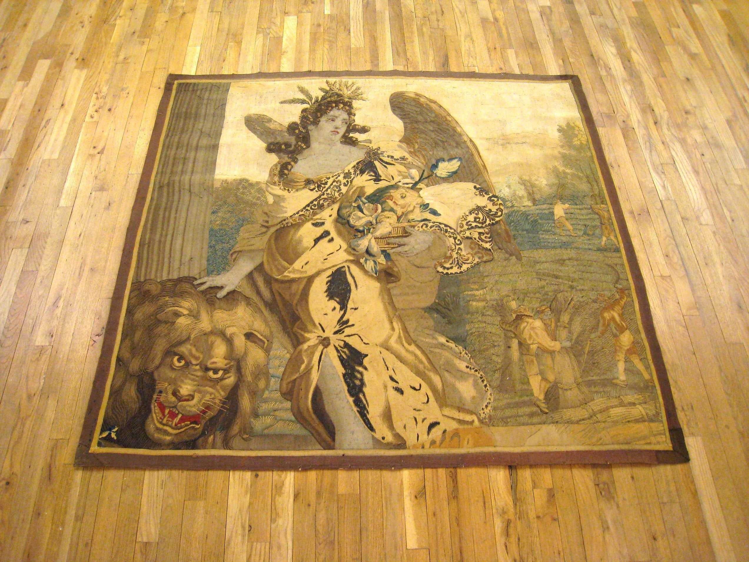 18th Century French Mythological Tapestry, with the Deity Ceres and a ...