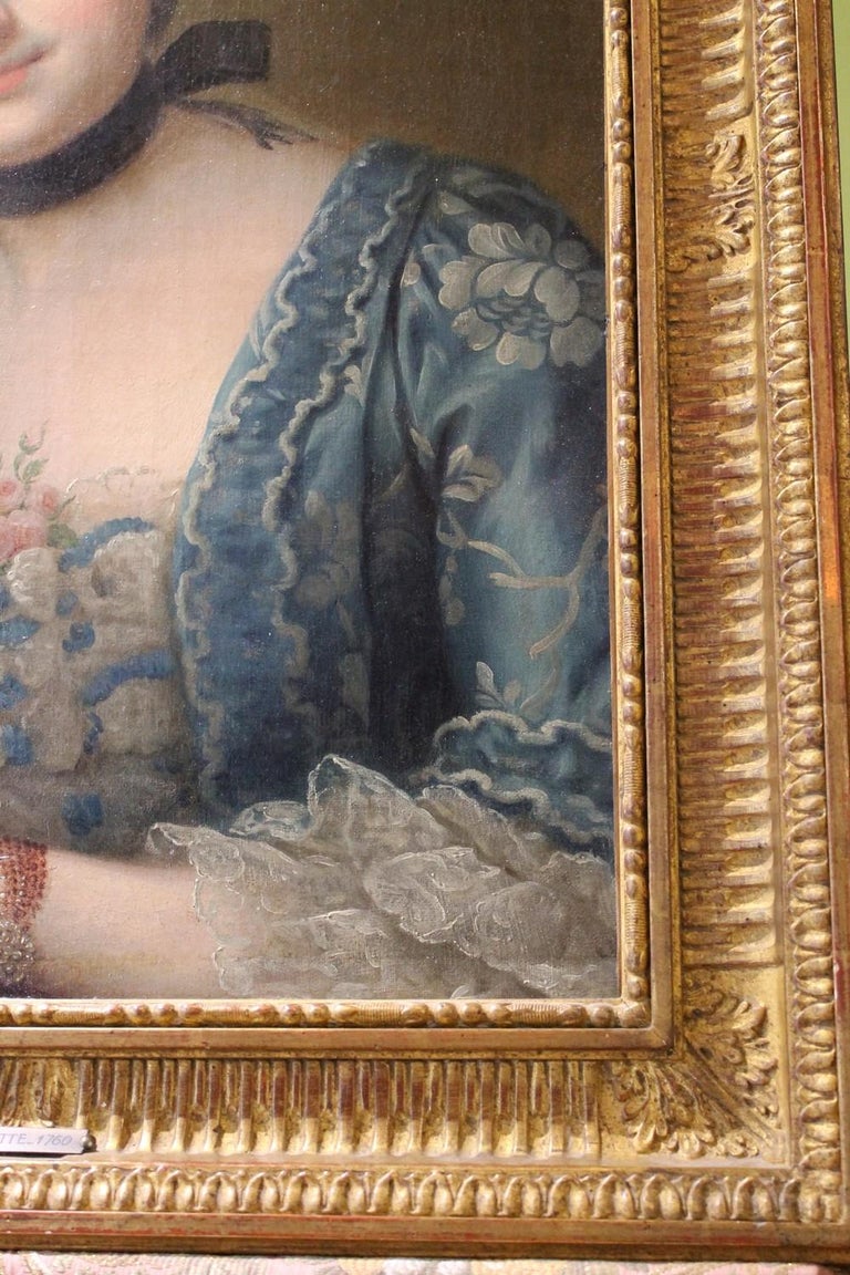 18th Century French Old Master Painting Young Lady Oil on Canvas ...