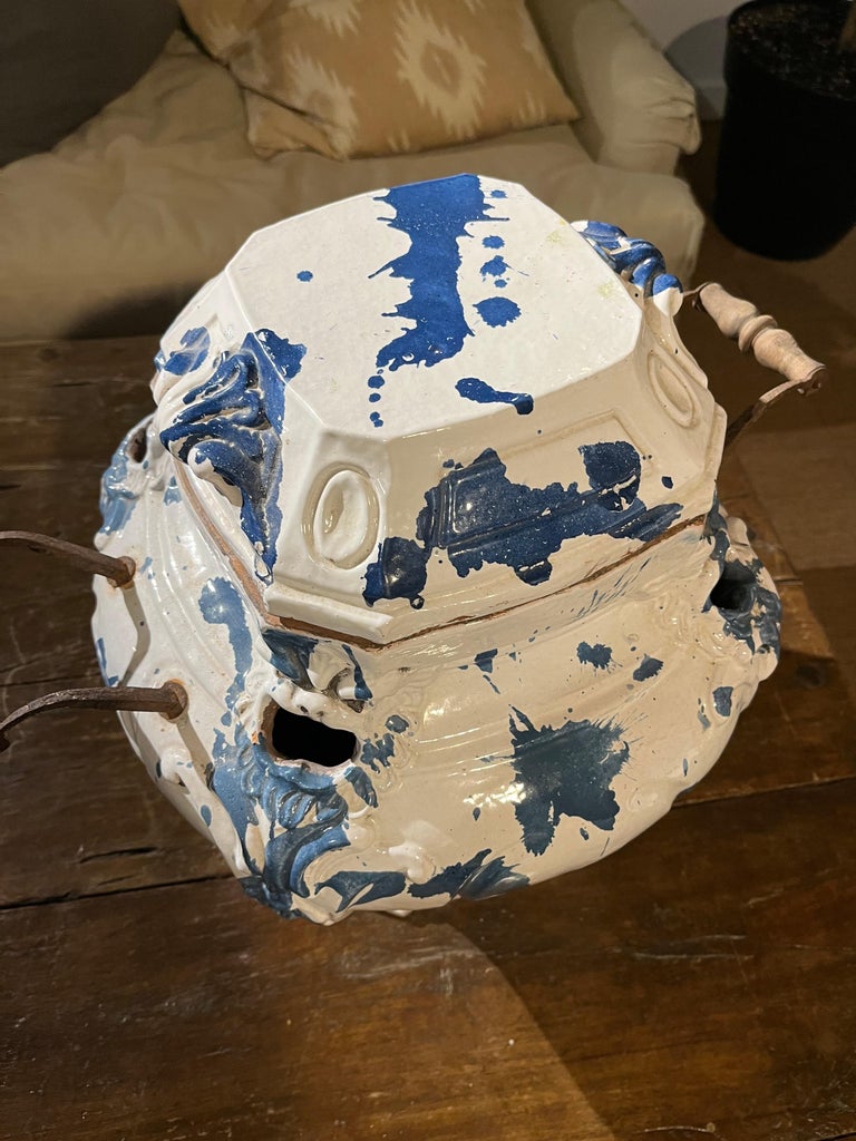 18th Century, French or Italian, Faience Brasero Stove For Sale at 1stDibs