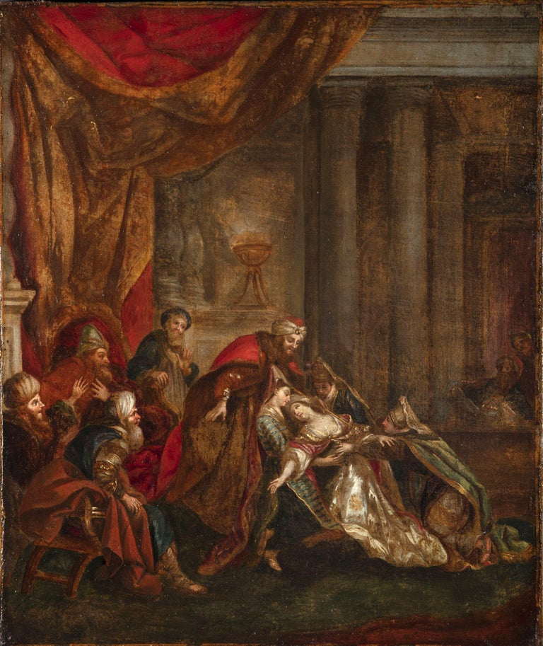 18th Century, French Painting with Esther’s Fainting before Ahasuerus ...