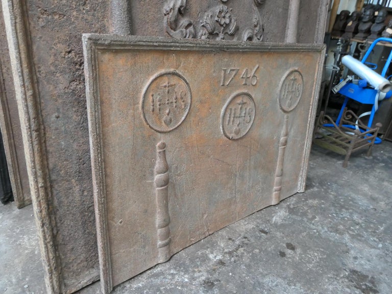18th Century French 'Pillars with IHS Monogram' Fireback For Sale at ...