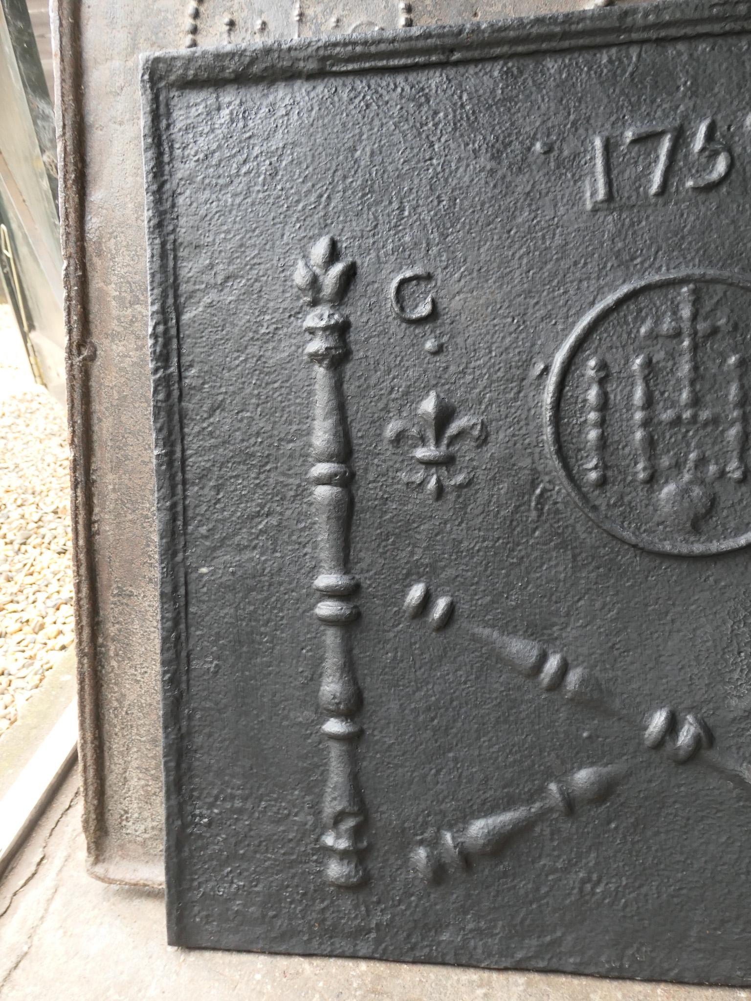18th Century French 'Pillars with Medieval IHS Monograms' Fireback ...