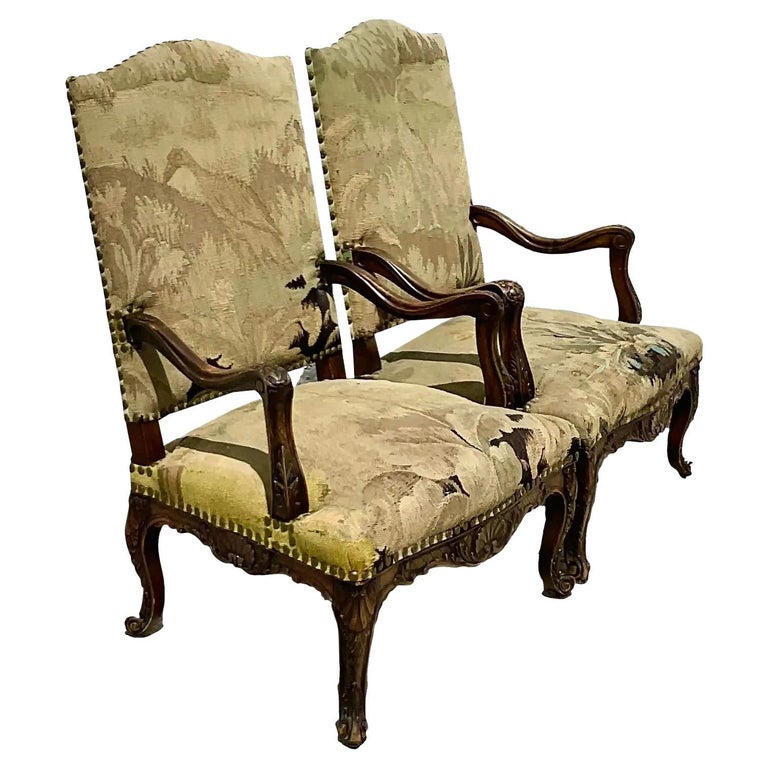 18th Century French Regency Arm Chairs With Antique Tapestry Upholstery ...