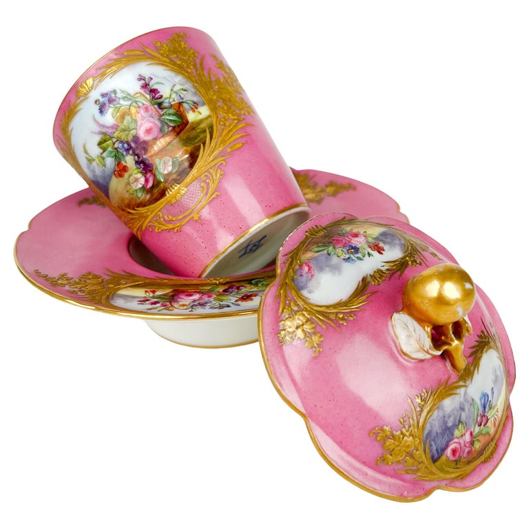 18th Century French Sevres Porcelain Cup and Saucer For Sale at 1stDibs