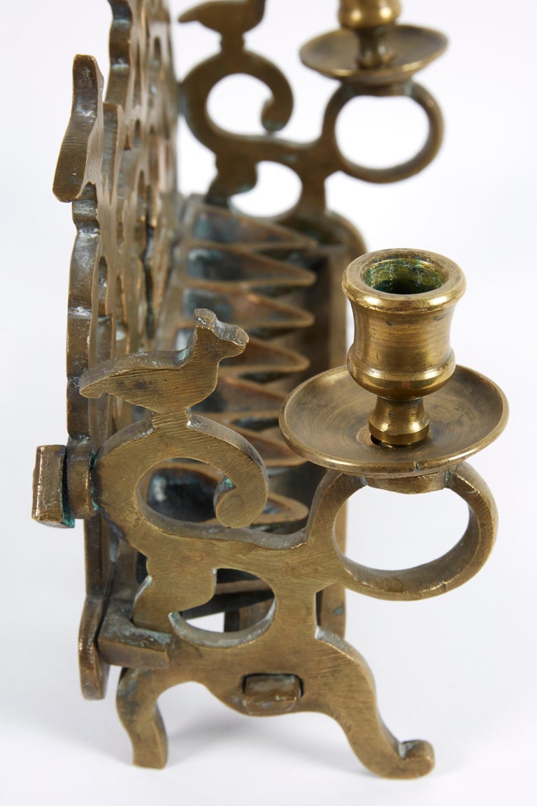 18th Century Galician Brass Hanukkah Lamp Menorah For Sale at 1stDibs