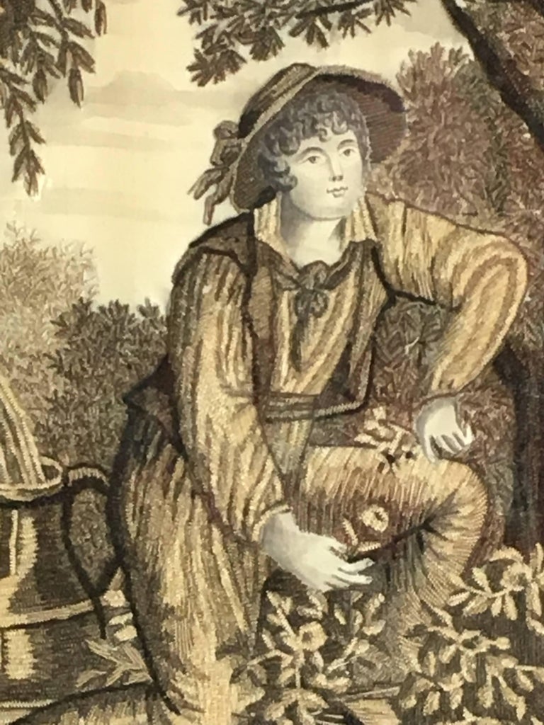 18th Century Garden Themed Needlepoint Portrait at 1stDibs