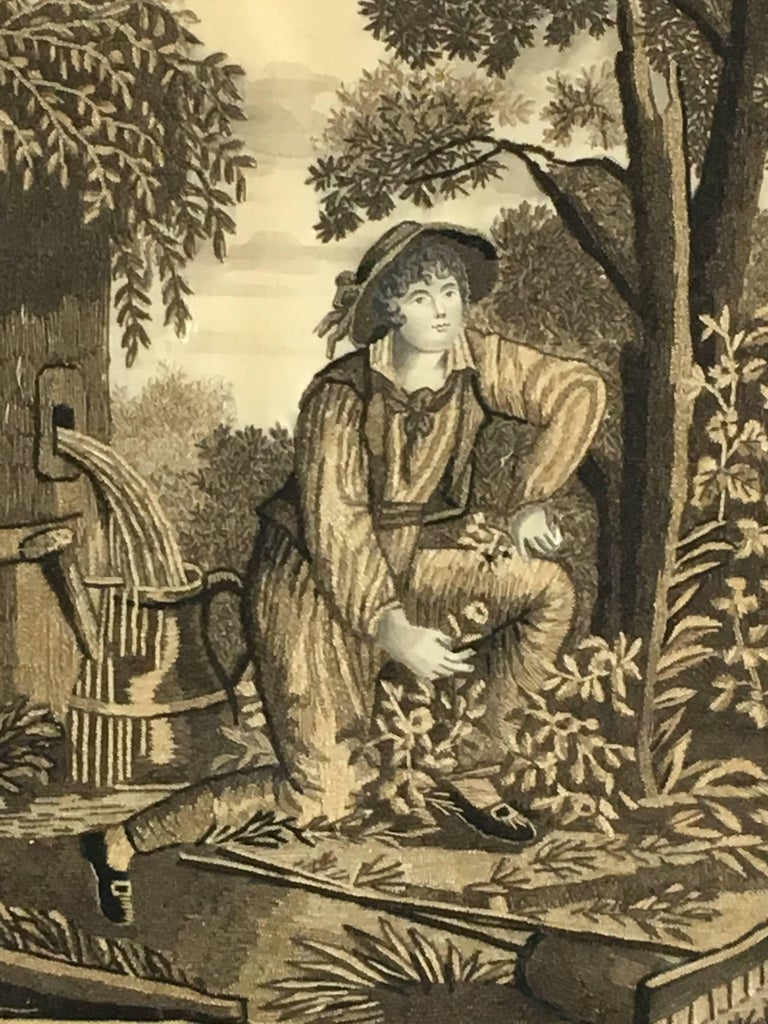 18th Century Garden Themed Needlepoint Portrait at 1stDibs