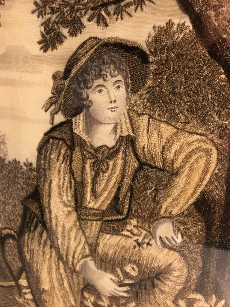 18th Century Garden Themed Needlepoint Portrait at 1stDibs