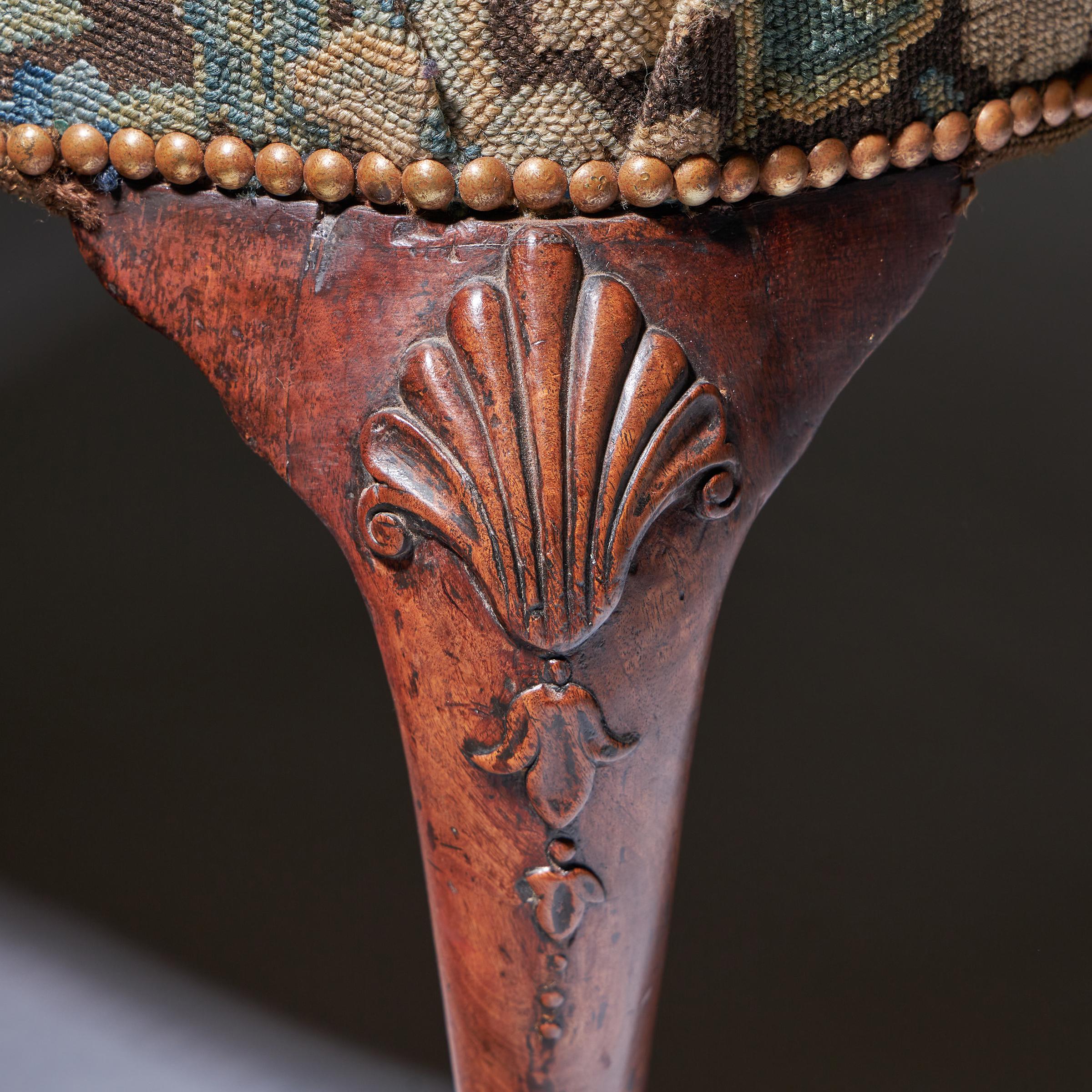 18th Century George I Walnut Shepherds Crook Armchair with Period ...