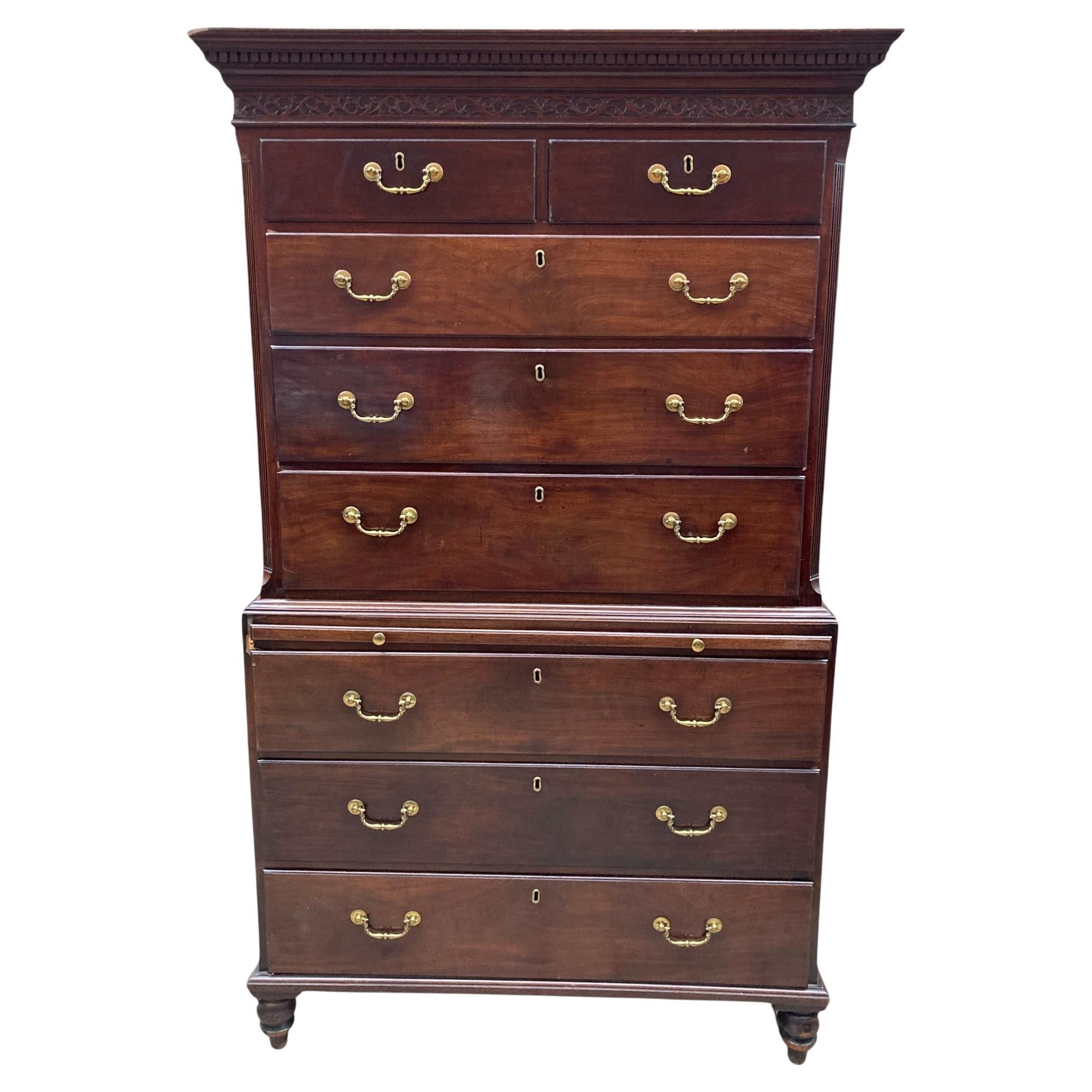 Antique 18th Century mahogany tallboy chest on chest of drawers ...