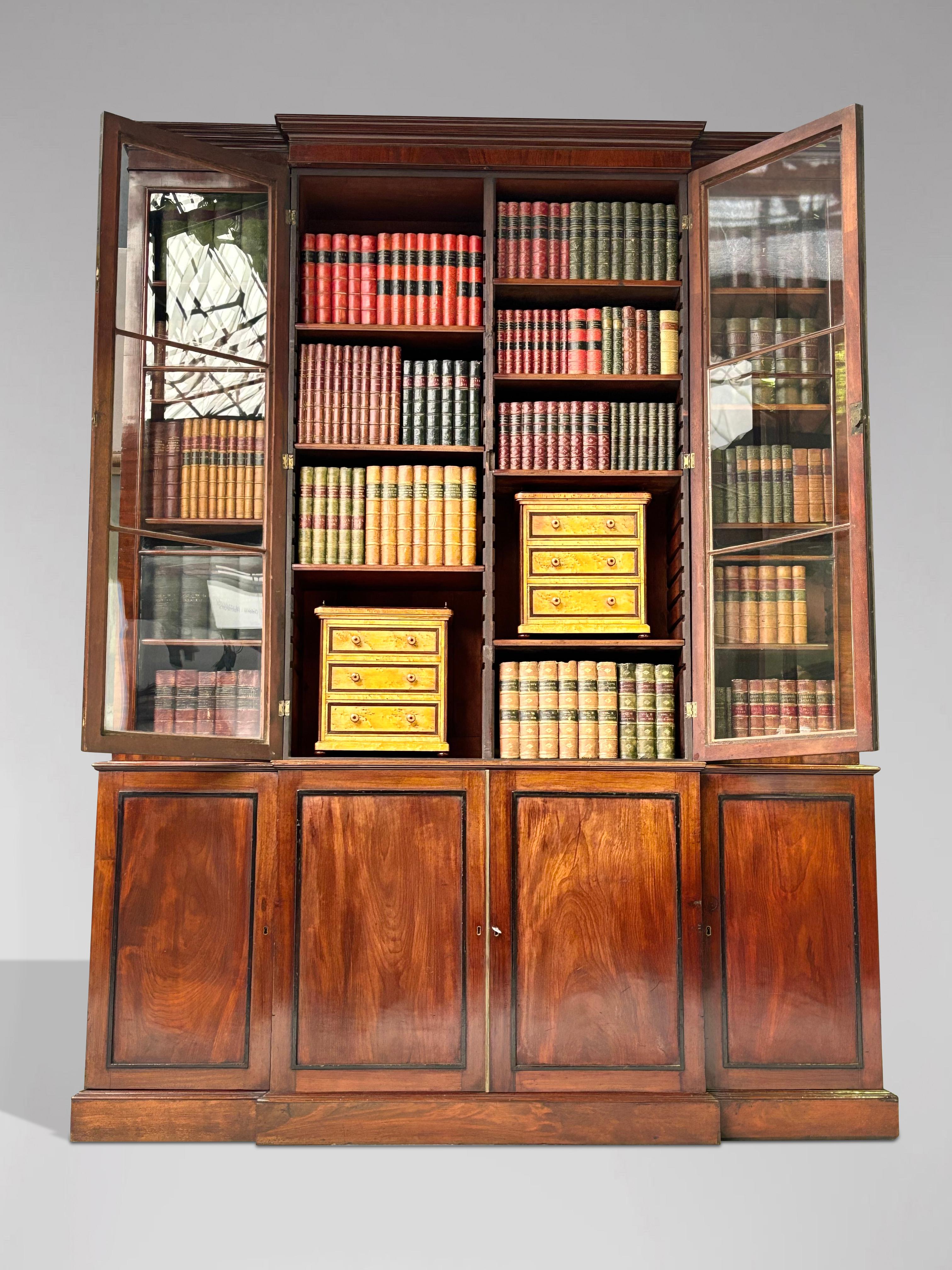 18th Century George III Period Mahogany Breakfront Library Bookcase For Sale at 1stDibs