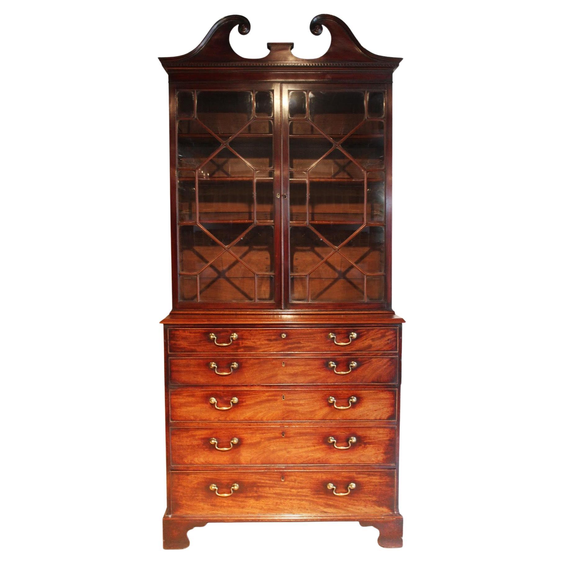 Late 18th Century English George III Mahogany Bureau Bookcase ...