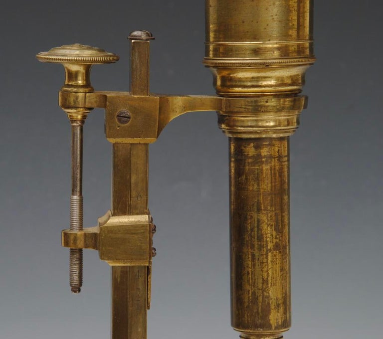 18th Century George Sterrop Cuff Type Microscope in Original Mahogancy ...