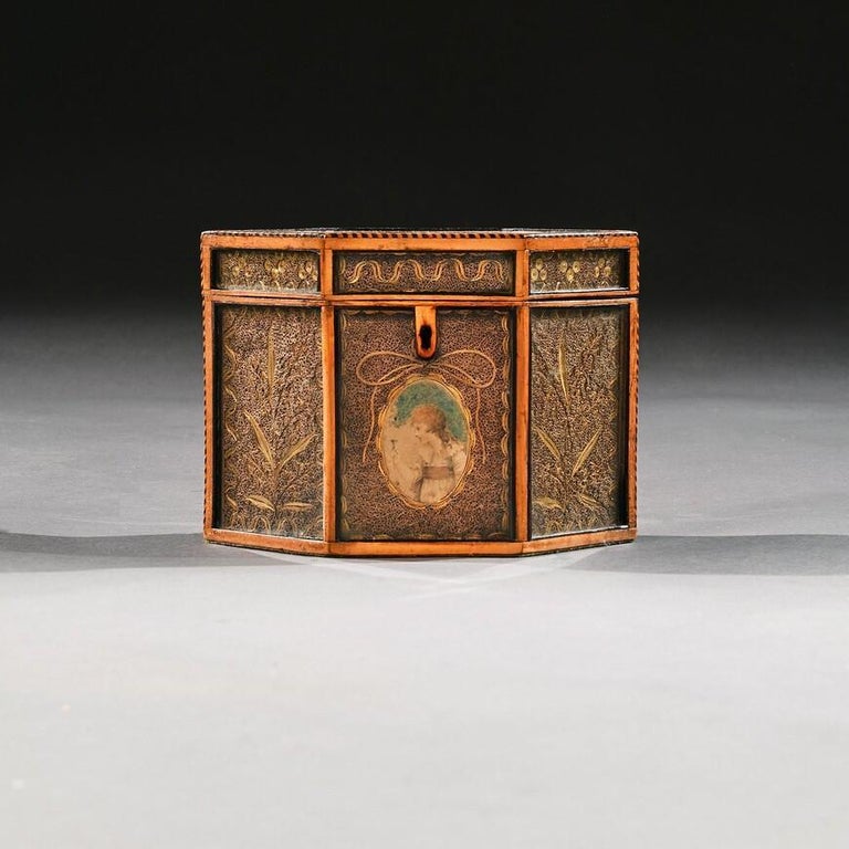 18th Century Georgian Paper Scrolled Quilled Satinwood Tea Caddy For ...