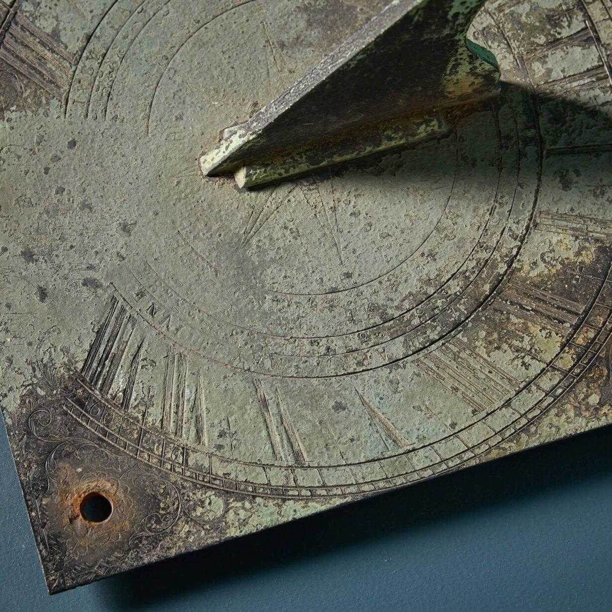 18th Century Georgian Square Bronze Sundial For Sale at 1stDibs