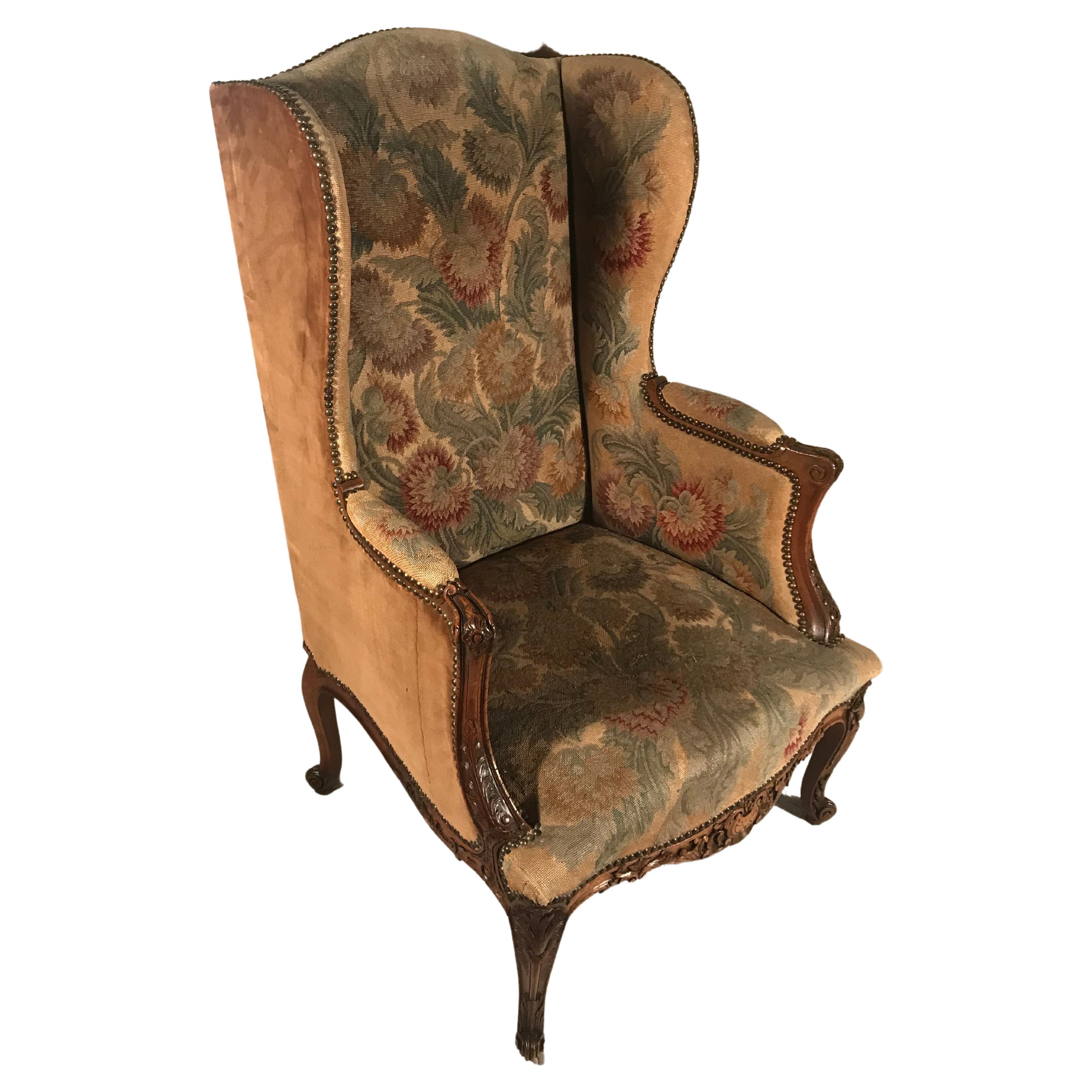 Reclining Baroque Wingback Chair, Germany 18th Century, Walnut at 1stDibs