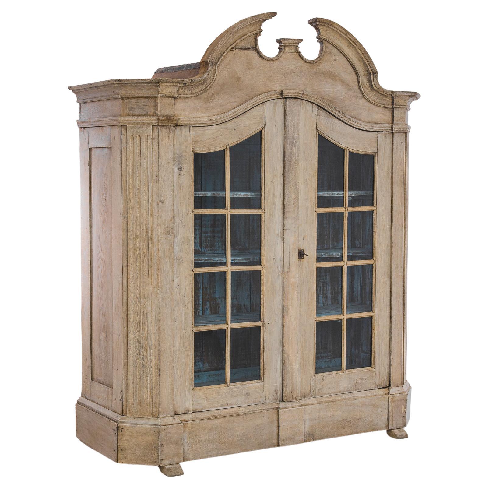 Danish 18th Century Walnut Veneer Wall Vitrine Display Case For Sale at ...
