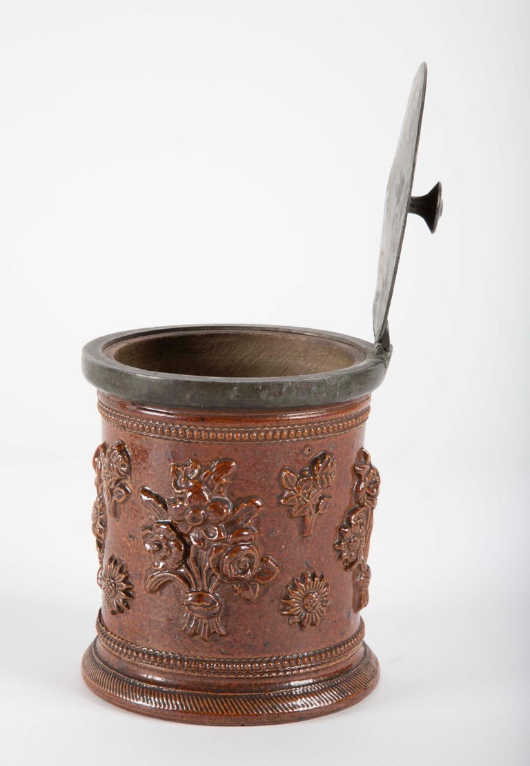 18th Century German Salt Glaze Tobacco Jar with Pewter Mounts For Sale ...