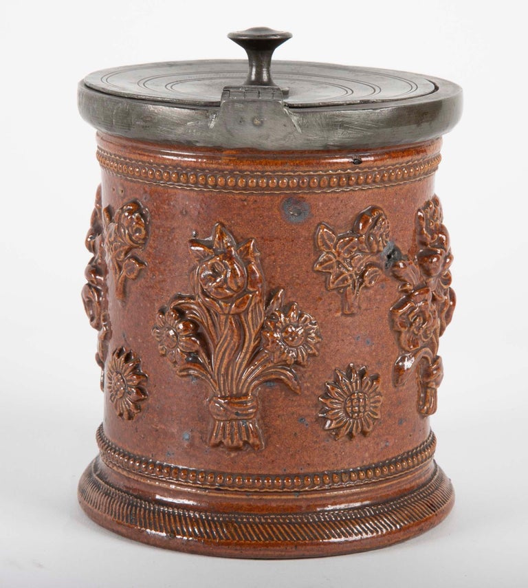 18th Century German Salt Glaze Tobacco Jar with Pewter Mounts For Sale ...