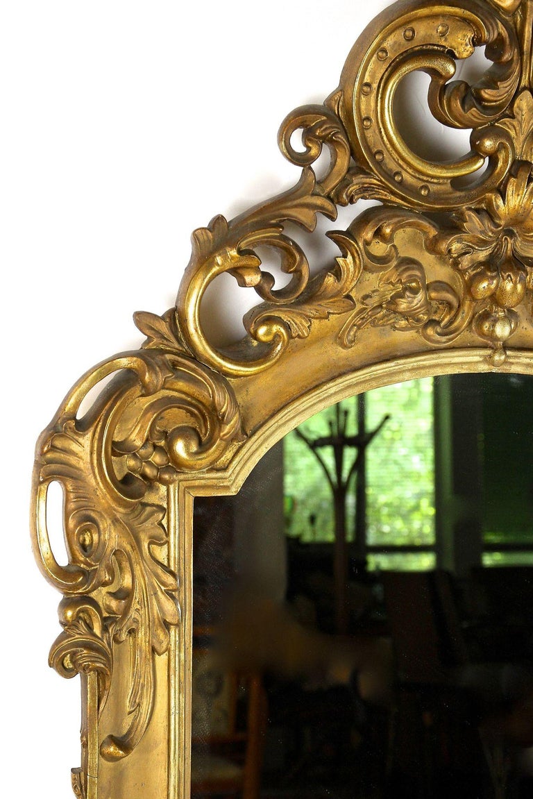 18th Century Gilt Baroque Wall Mirror Hand Carved, Austria, circa 1780 ...