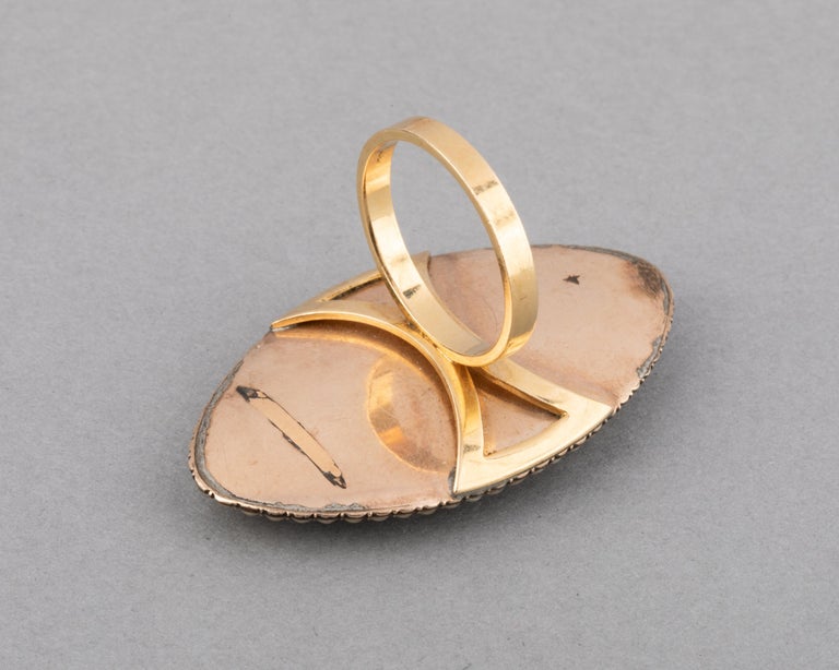 18th Century Gold Pearls and Painting French Ring For Sale at 1stDibs