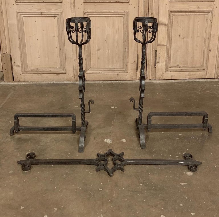18th Century Grand Wrought Iron Andirons at 1stDibs