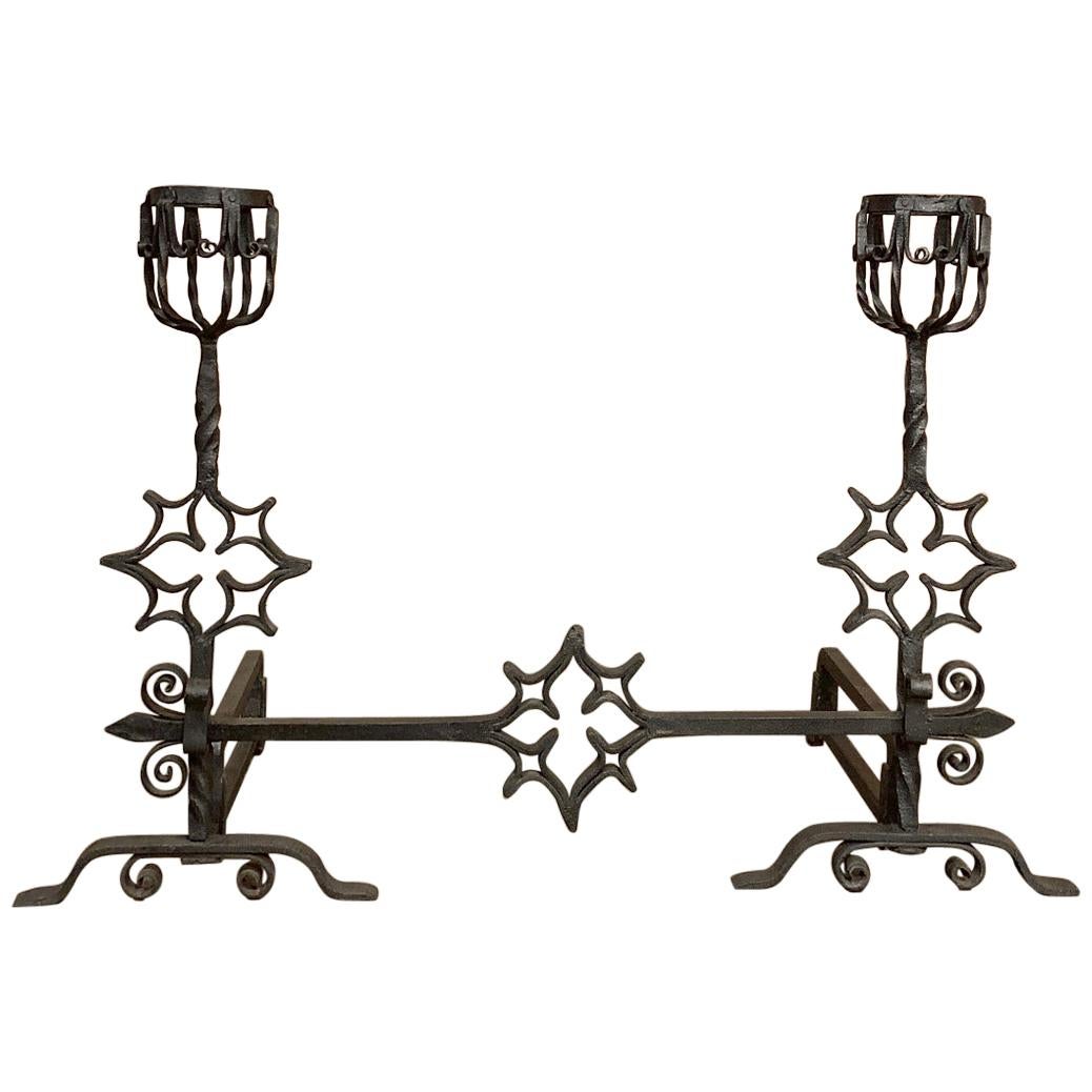 18th Century Grand Wrought Iron Andirons at 1stDibs