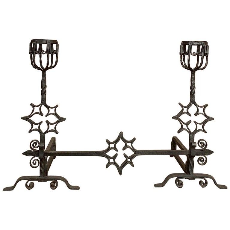 18th Century Grand Wrought Iron Andirons at 1stDibs