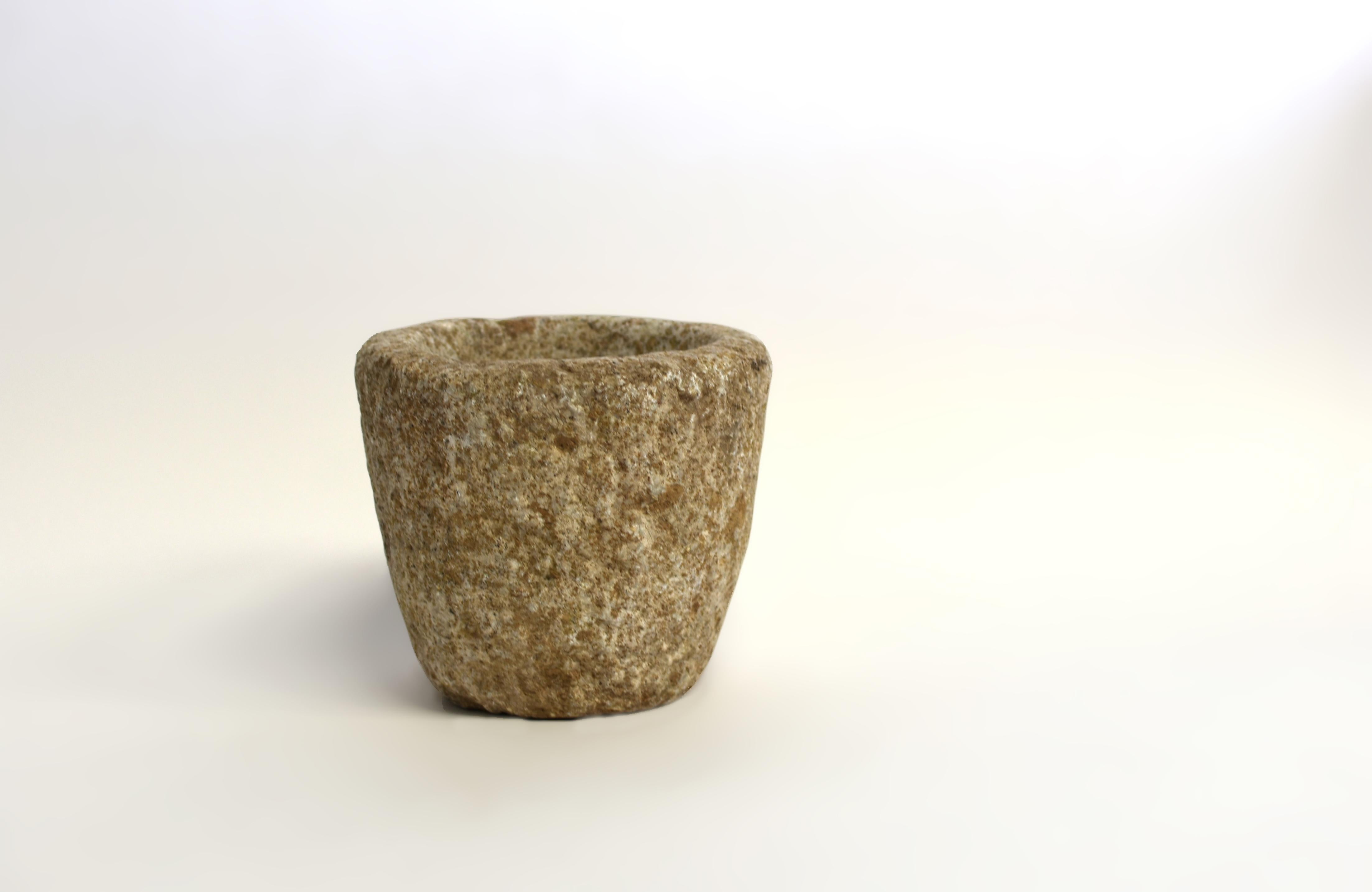 18th Century Granite Bowl Mortar Planter 12 Lb For Sale at 1stDibs