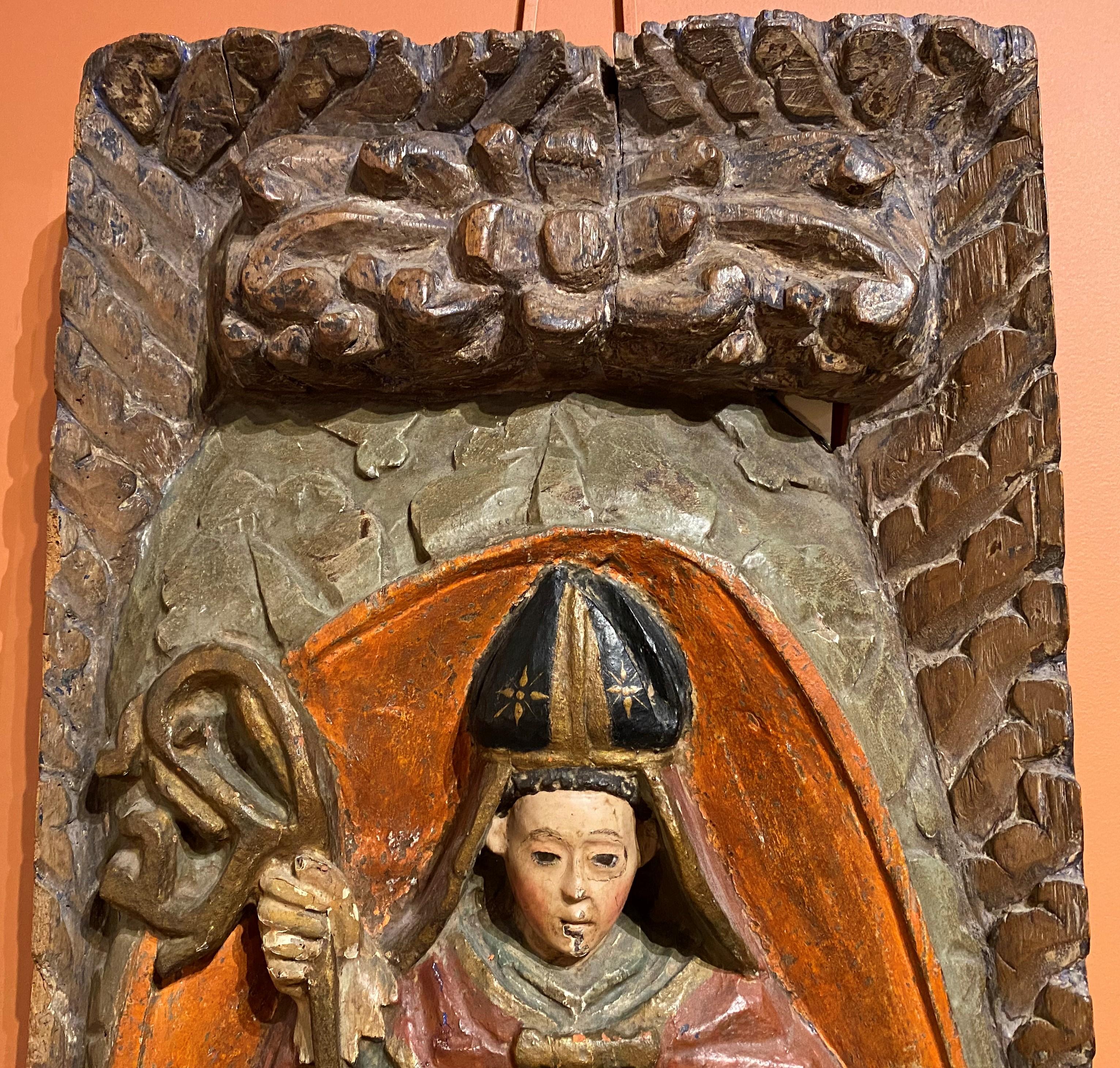 18th Century Guatemalan Spanish Colonial Carved Polychrome Relief from ...