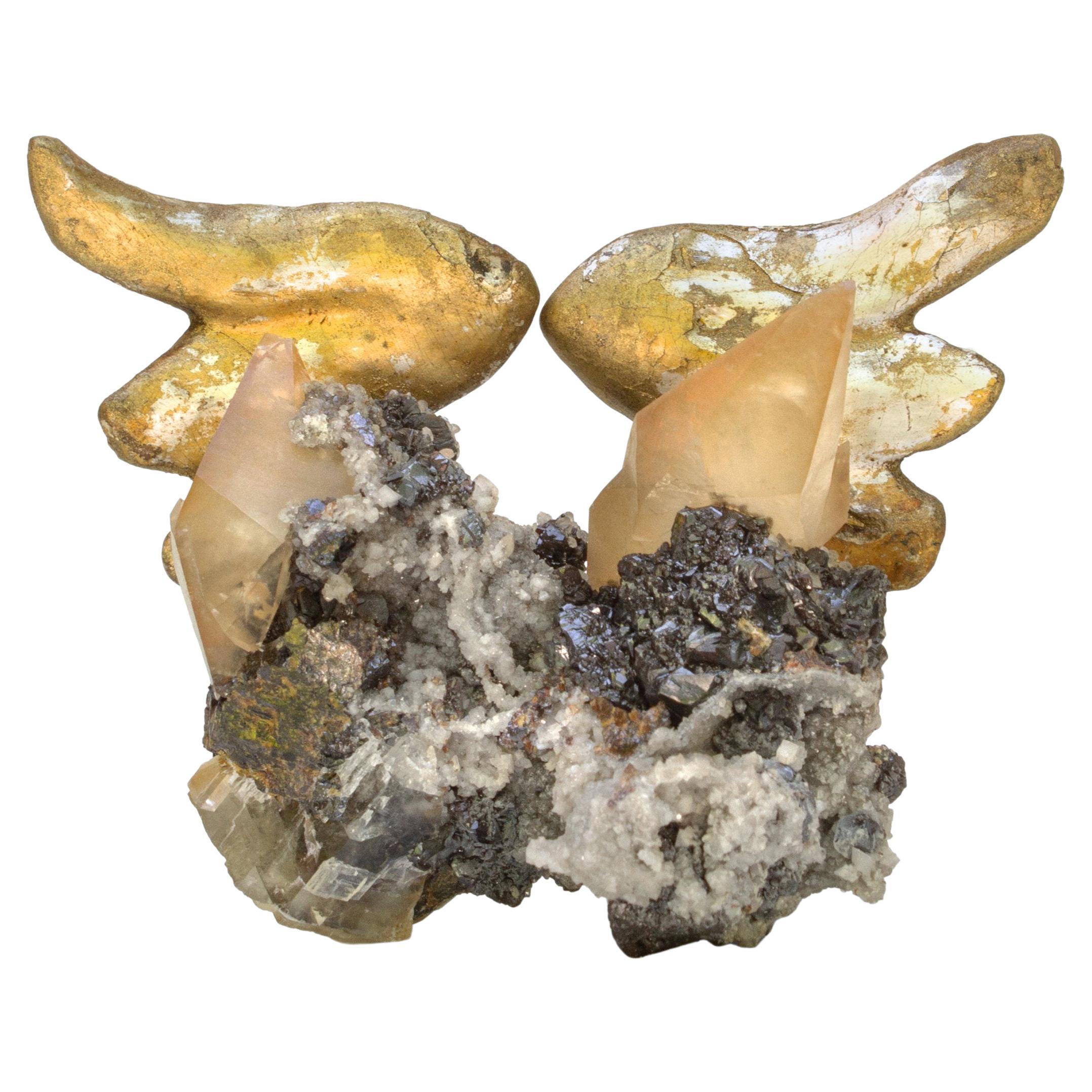 18th Century Hand-Carved Italian Angel Wings on Calcite Crystal in ...