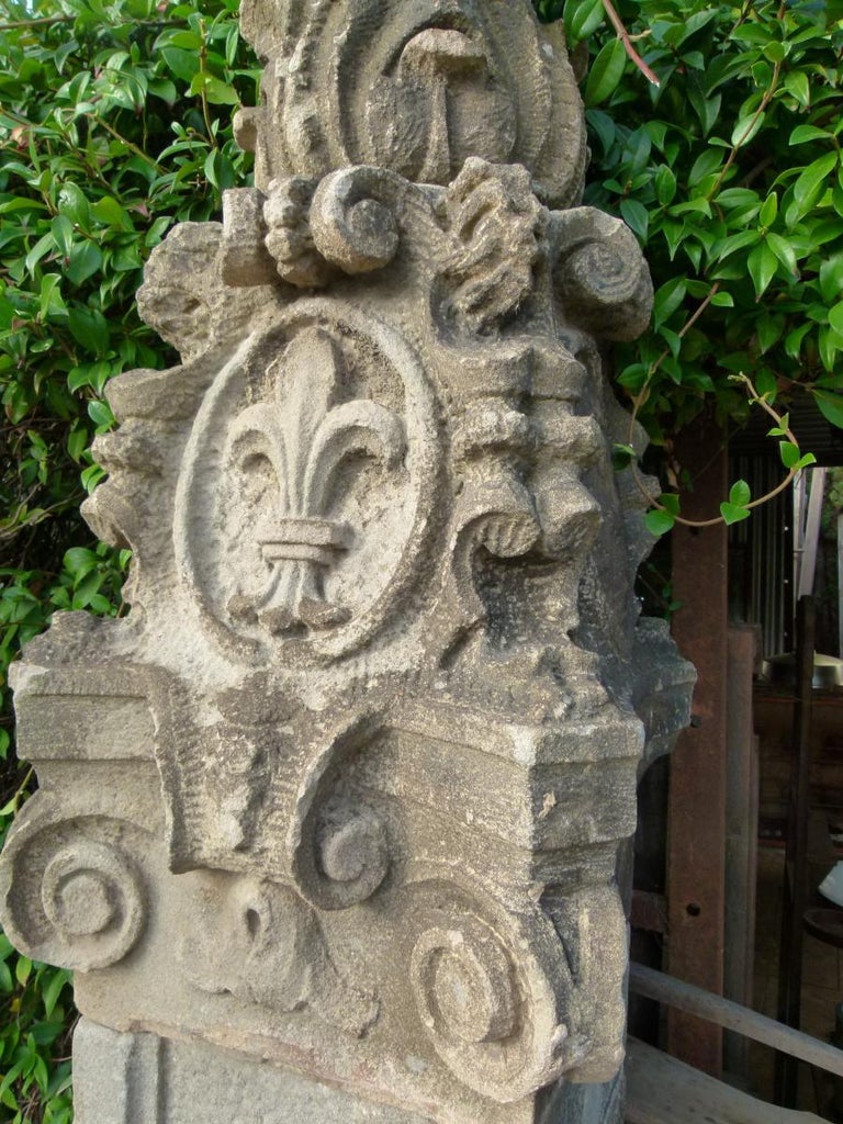18th Century Hand Carved Limestone Spanish Pair of Columns at 1stdibs