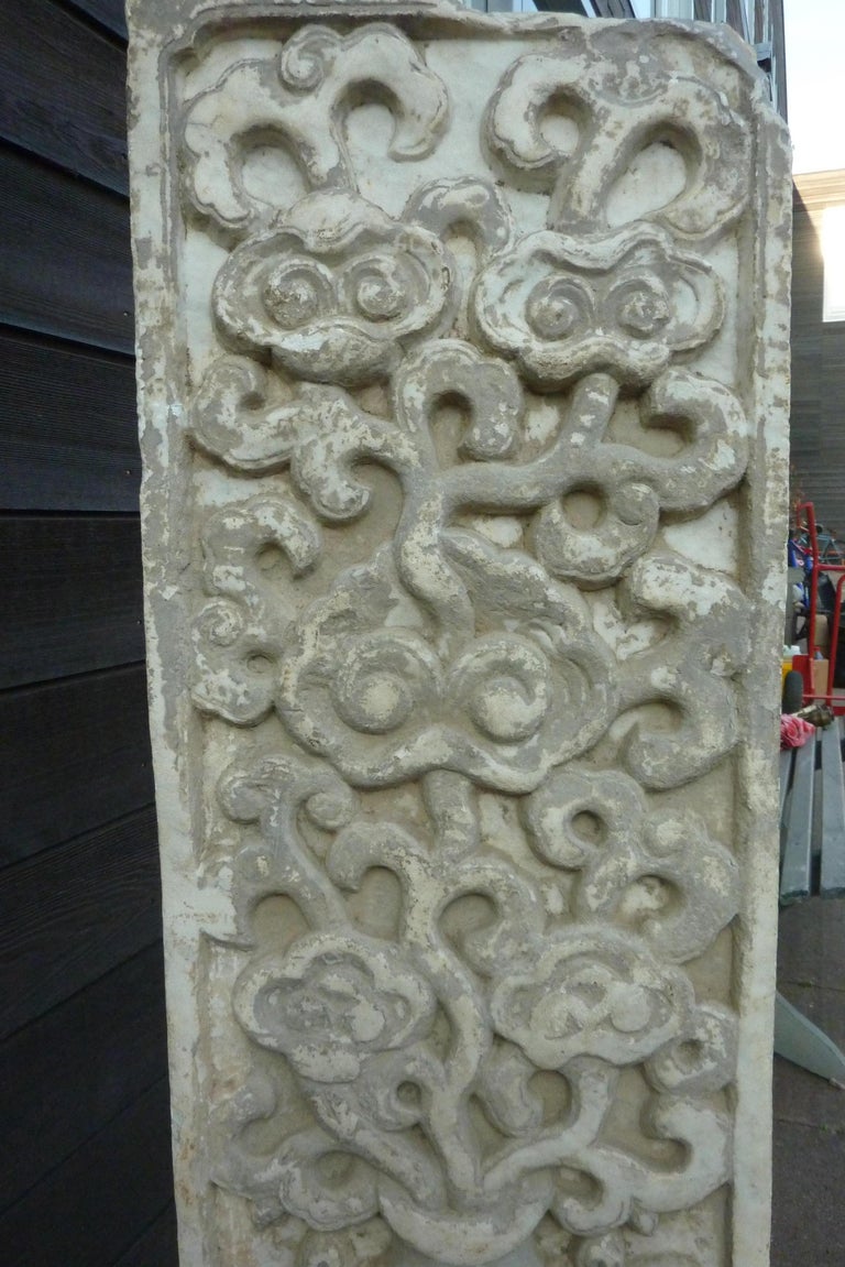 18th Century Chinese Hand Carved Marble Block with Lingzhi Fungus ...