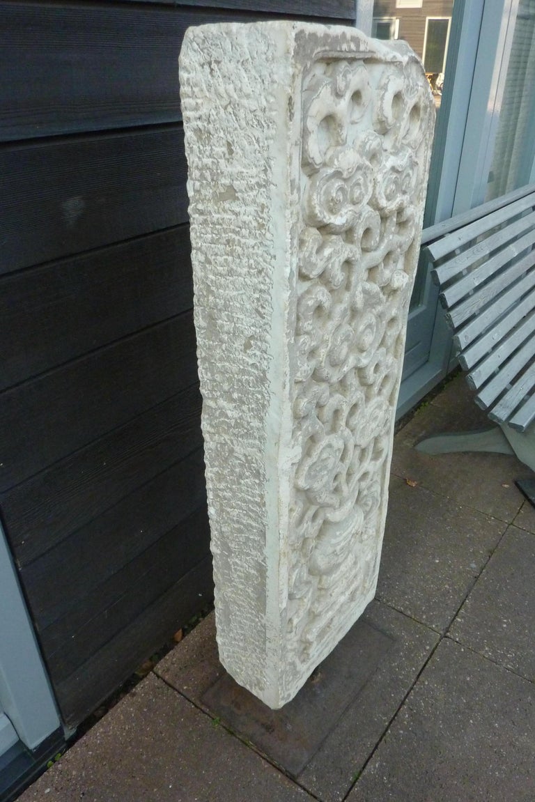 18th Century Chinese Hand Carved Marble Block with Lingzhi Fungus ...