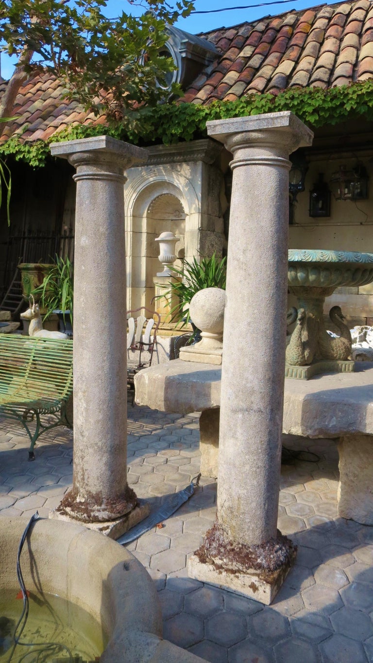 18th Century Hand Carved Stone Garden Columns Architectural Elements ...