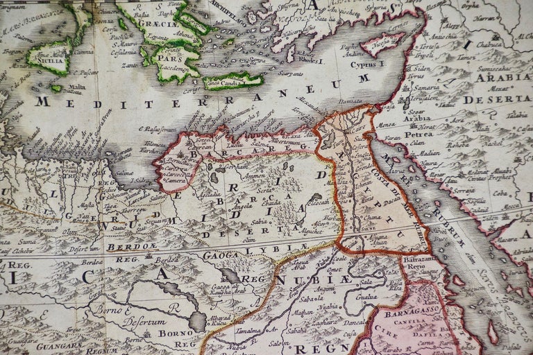 18th Century Hand Colored Homann Africa Map "Totius Africae Nova ...