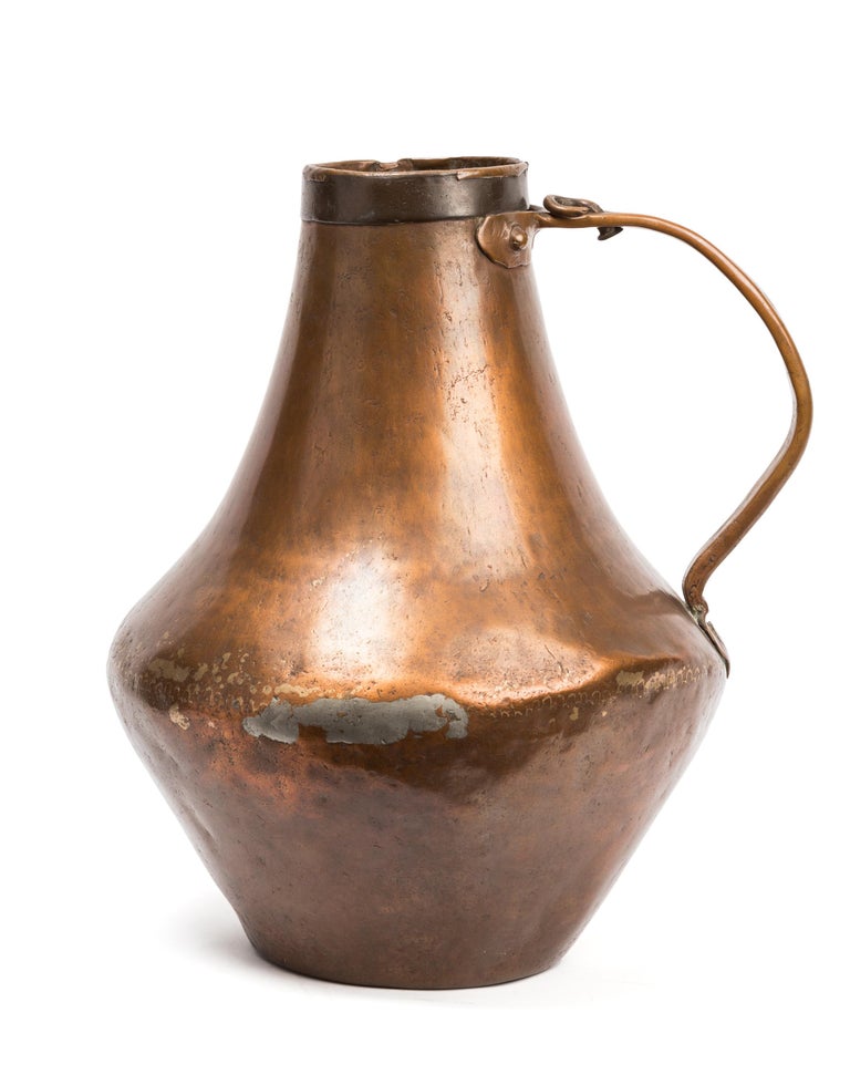 18th Century Handcrafted Spanish Copper Jug / Pitcher / Container with ...